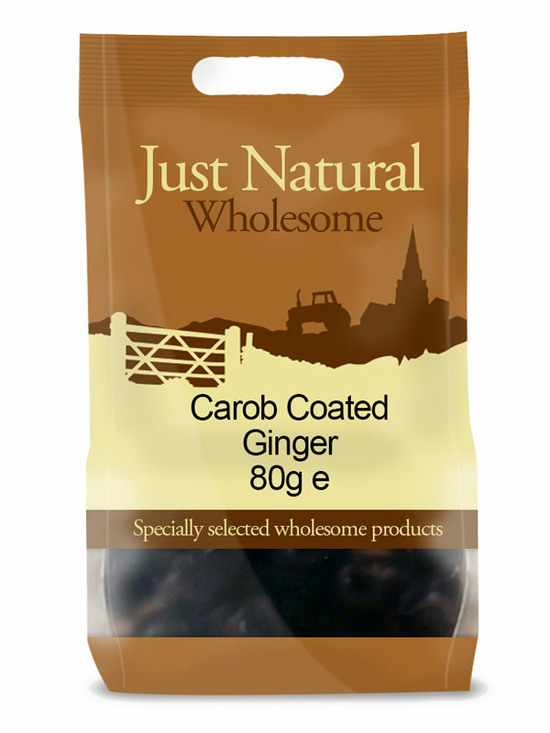 Carob Coated Ginger 80g (Just Natural Wholesome) | Healthy Supplies