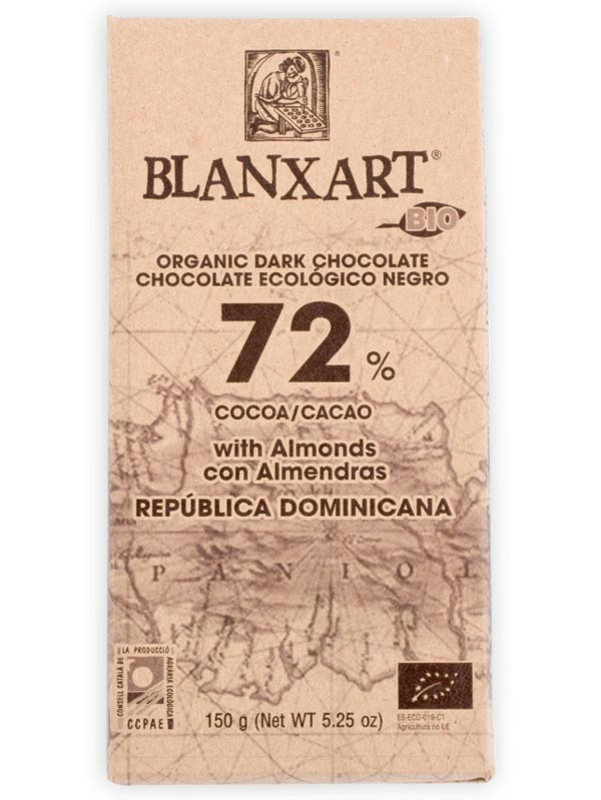 Dominican Republic Dark Chocolate with Almonds, 72% Cocoa, Organic ...