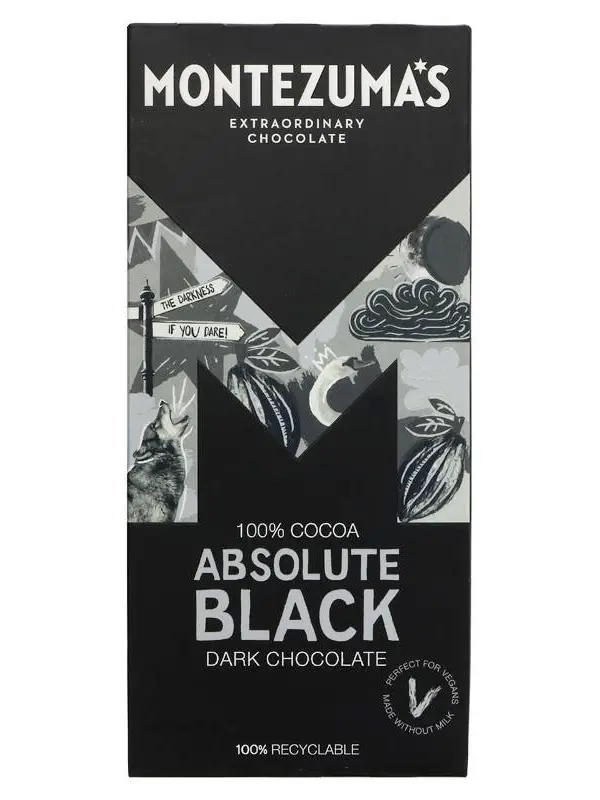 Absolute Black 100% Cocoa Dark Chocolate 90g (Montezuma's) | Healthy ...