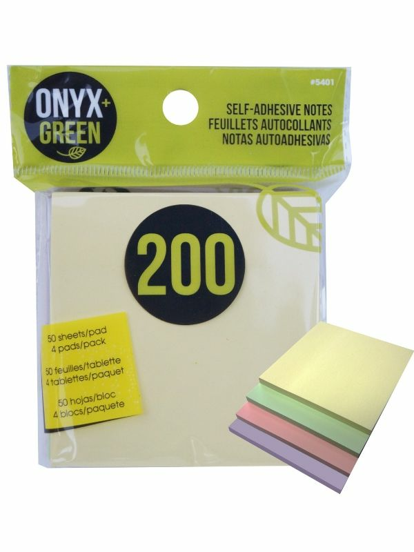 Self Adhesive Notes, 200 pieces (Onyx and Green) | Healthy Supplies