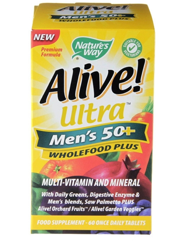 Alive! Mens 50+ Ultra Wholefoods Plus, 60 Tablets (Nature's Way ...