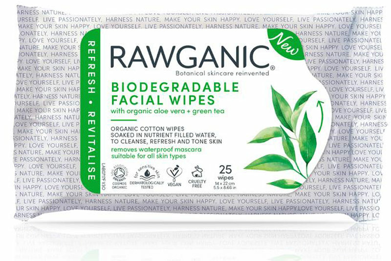 Organic Refreshing Facial Wipes, 25 Wipes (Rawganic) | Healthy Supplies