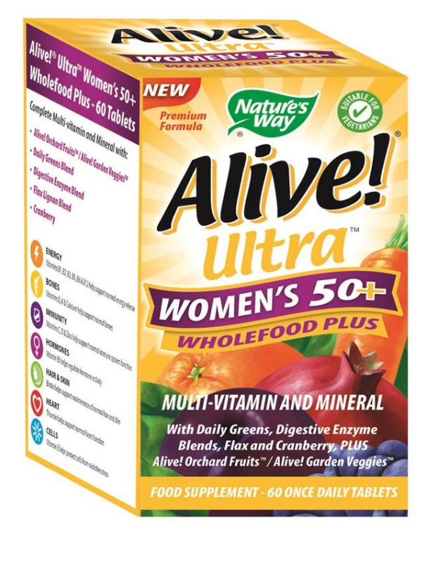Alive! Women's 50+ Ultra Wholefoods Plus, 60 Tablets (Nature's Way ...