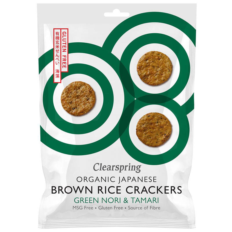 Organic Japanese Brown Rice Crackers - Green Nori & Tamari 40g ...