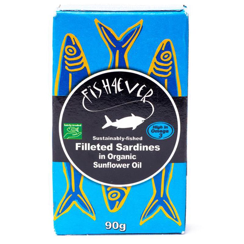 Organic Filleted Sardines in Sunflower Oil 90g (Fish4Ever) | Healthy ...