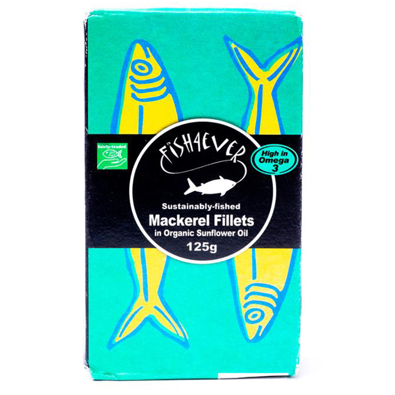 Organic Mackerel Fillet in Sunflower Oil 125g (Fish4Ever) | Healthy ...