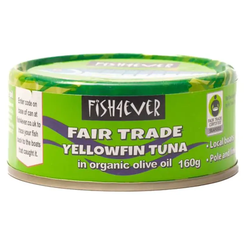 Organic Fair Trade Yellowfin Tuna Fish in Olive Oil 160g (Fish4Ever ...