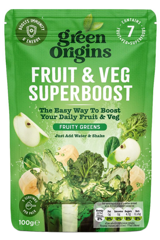 Fruit & Veg Superboost Fruity Greens 100g (Green Origins) | Healthy ...