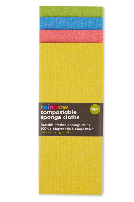 Rainbow Compostable Sponge Cloths 4 pack (Ecoliving) | Healthy Supplies