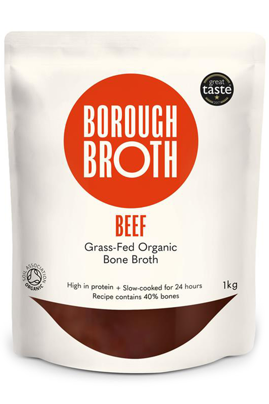 Organic Grass-Fed Beef Bone Broth 1kg (Borough Broth) | Healthy Supplies