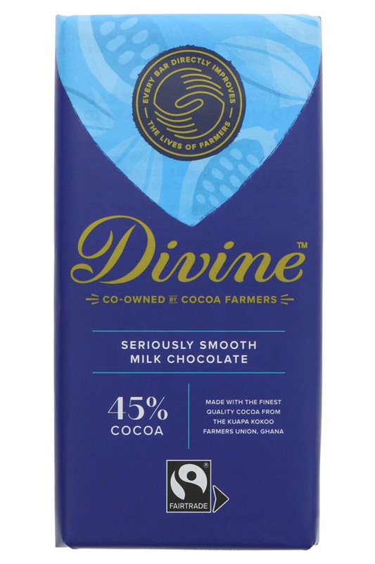 45% Cocoa Milk Chocolate Bar 90g (Divine) | Healthy Supplies