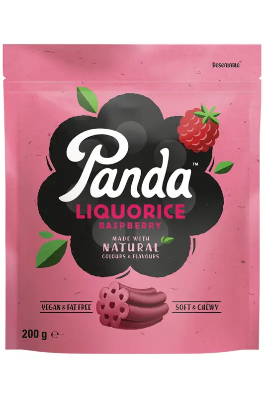 Natural Raspberry Liquorice Cuts 200g (Panda) | Healthy Supplies