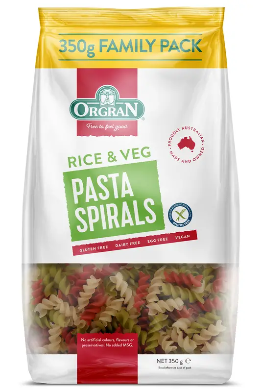 Vegetable & Rice Spirals 350g (Orgran) | Healthy Supplies