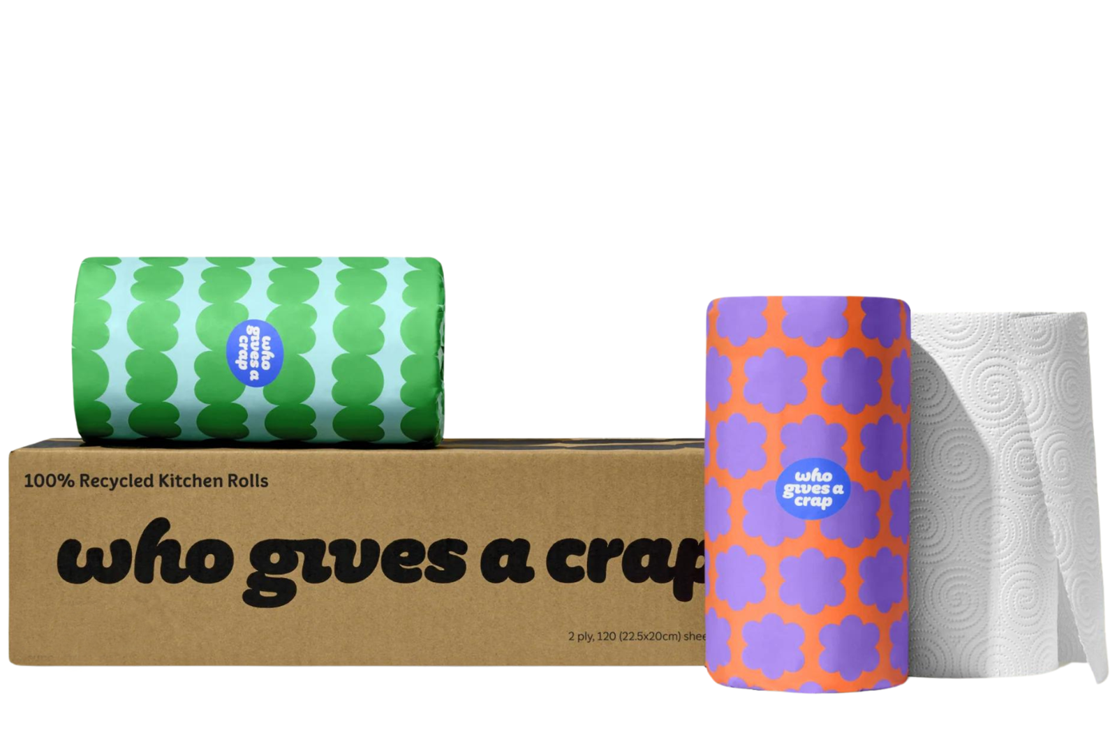 100% Recycled Kitchen Paper 1 Roll x 120 Sheets (Who Gives A Crap ...