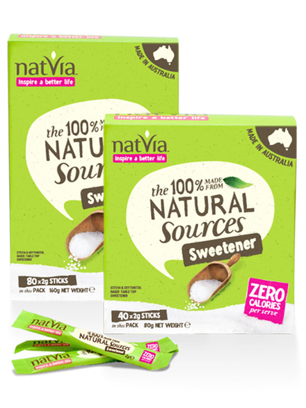 Natvia Natural Sweetener 40x2g Sticks (Natvia) - HealthySupplies.co.uk ...