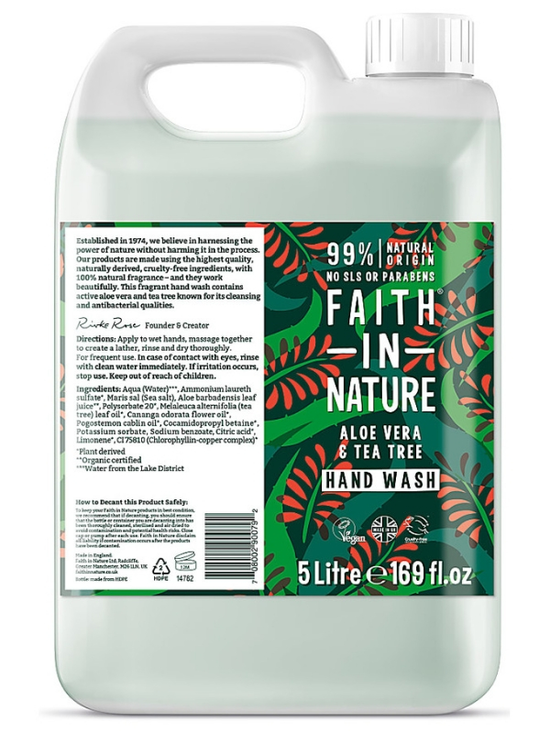 Aloe Vera & Tea Tree Hand Wash 5L (Faith in Nature) | Healthy Supplies