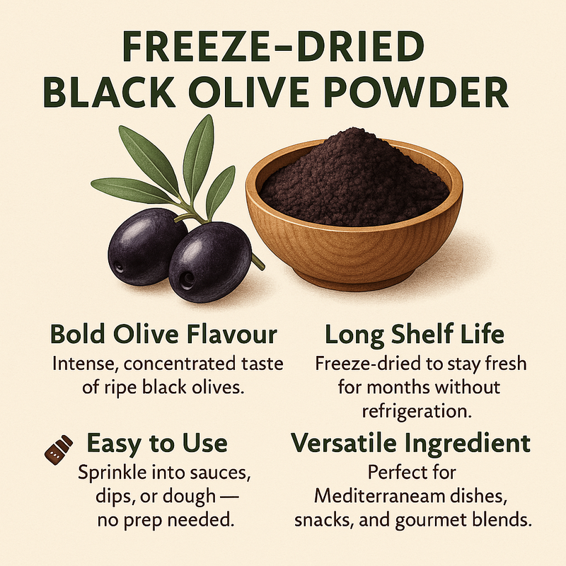 Freeze-Dried Black Olive Powder 100g (Sussex Wholefoods) | Healthy Supplies