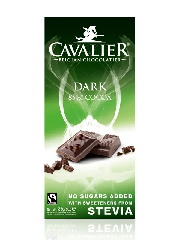 Dark Chocolate Bar with Stevia 85g (Cavalier) | Healthy Supplies