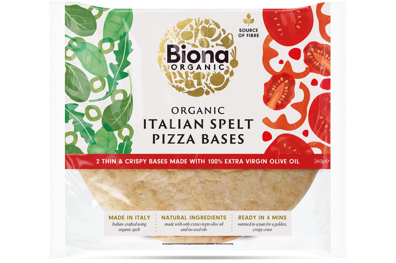 Organic Italian Spelt Thin & Crispy Pizza Bases 260g (Biona) | Healthy ...