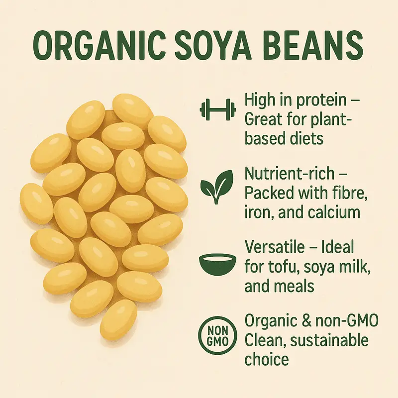 Organic Soya Beans 1kg (Sussex Wholefoods) | Healthy Supplies