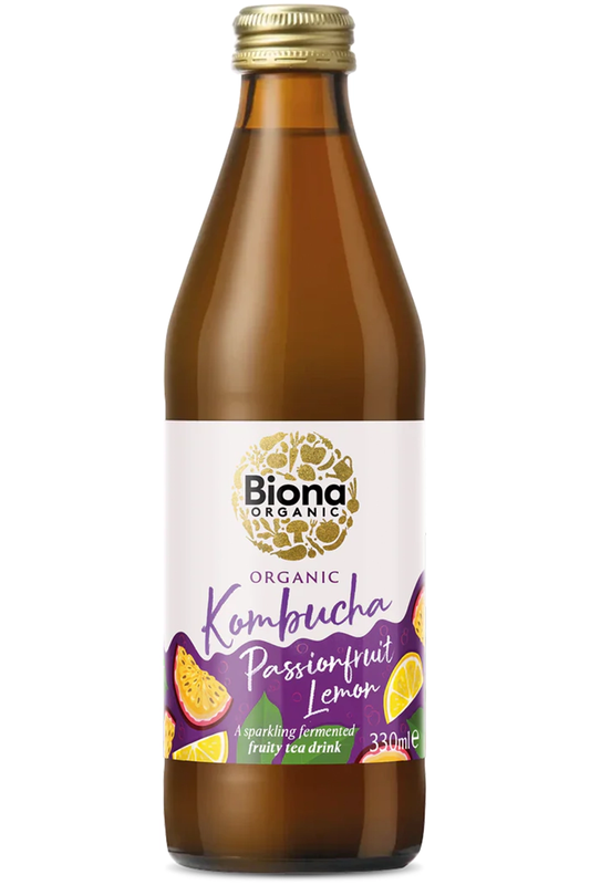 Organic Passionfruit Lemon Kombucha 330ml (Biona) | Healthy Supplies