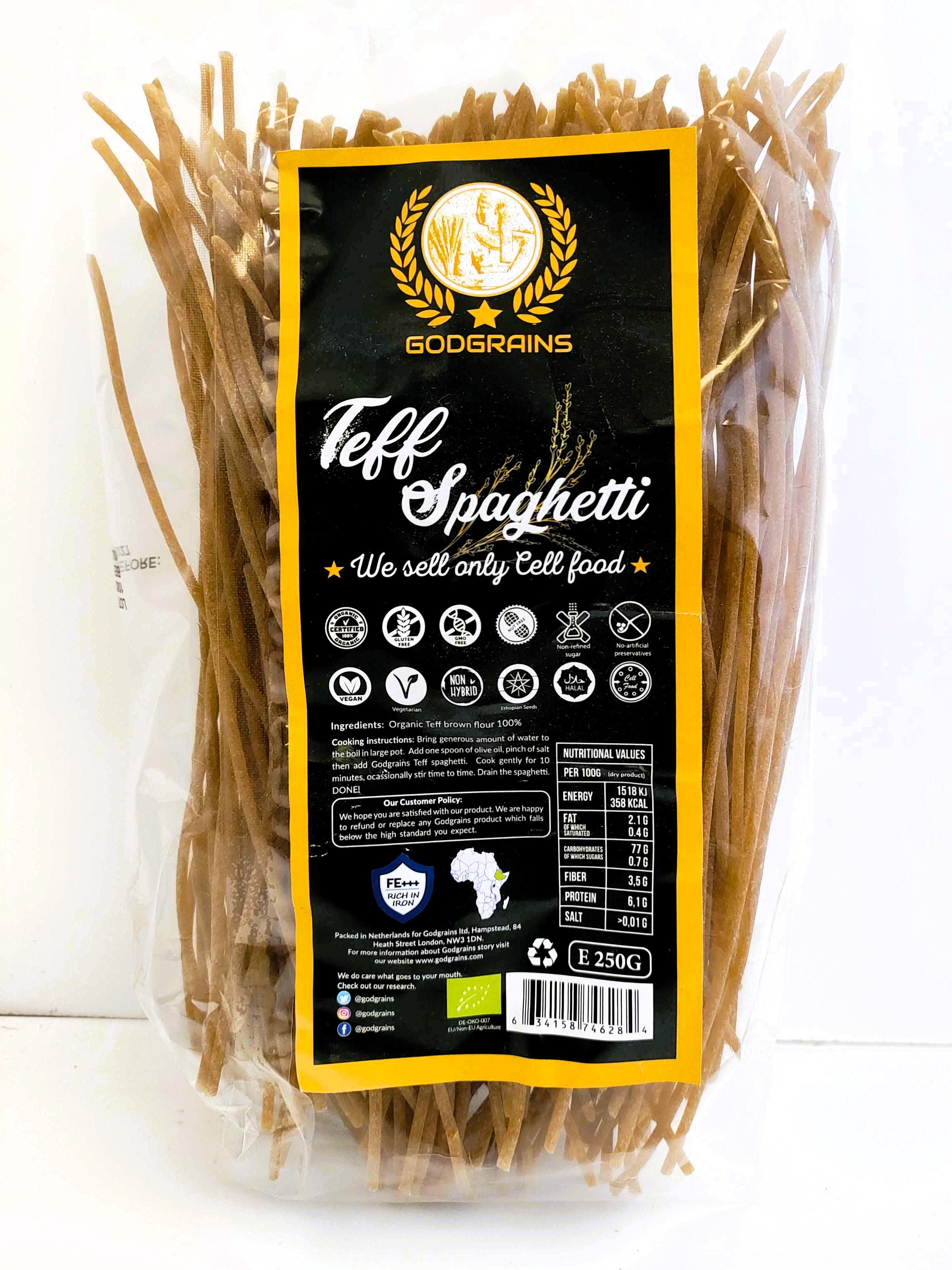 Organic Teff Spaghetti 250g (Godgrains) | Healthy Supplies