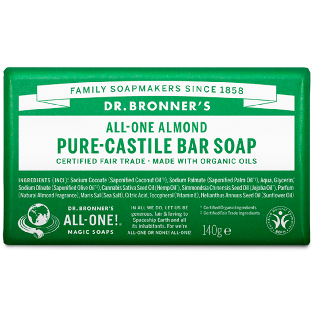 All-One Almond Pure Castile Soap Bar 140g (Dr. Bronner's) | Healthy ...