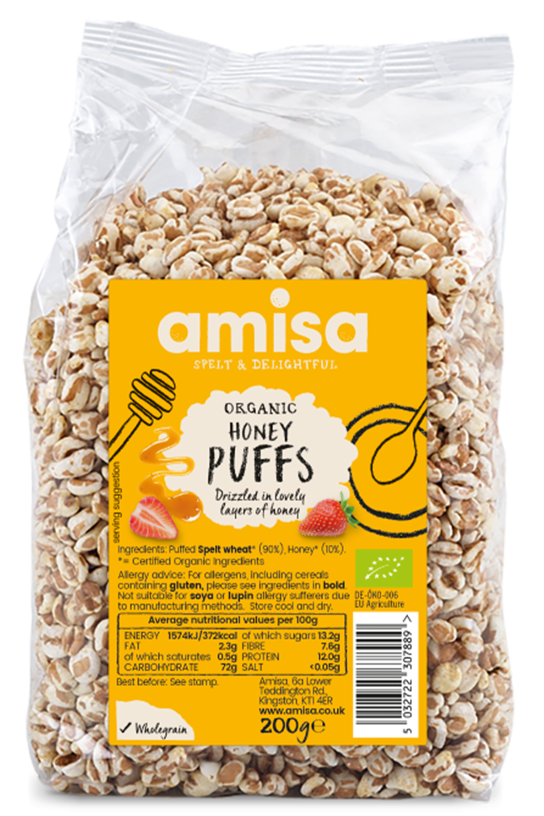 Organic Spelt Honey Puffs 200g (Amisa) | Healthy Supplies