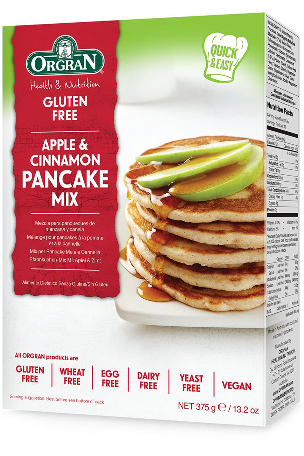 Apple & Cinnamon Pancake Mix 375g (Orgran) | Healthy Supplies