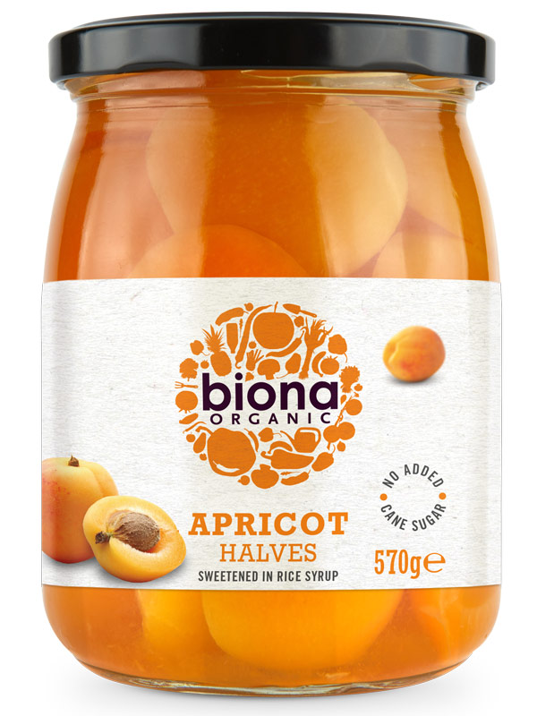 Organic Apricot Halves in Rice Syrup 570g (Biona) - HealthySupplies.co ...
