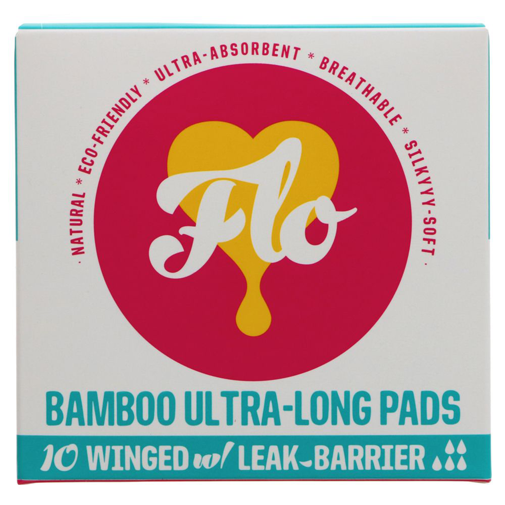 Organic Bamboo Ultra-Long Pads 10 (Here We Flo) | Healthy Supplies