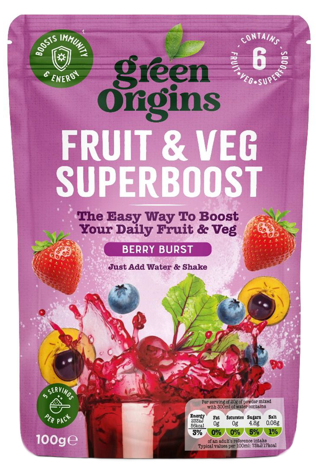 Fruit & Veg Superboost Berry Burst 100g (Green Origins) | Healthy Supplies