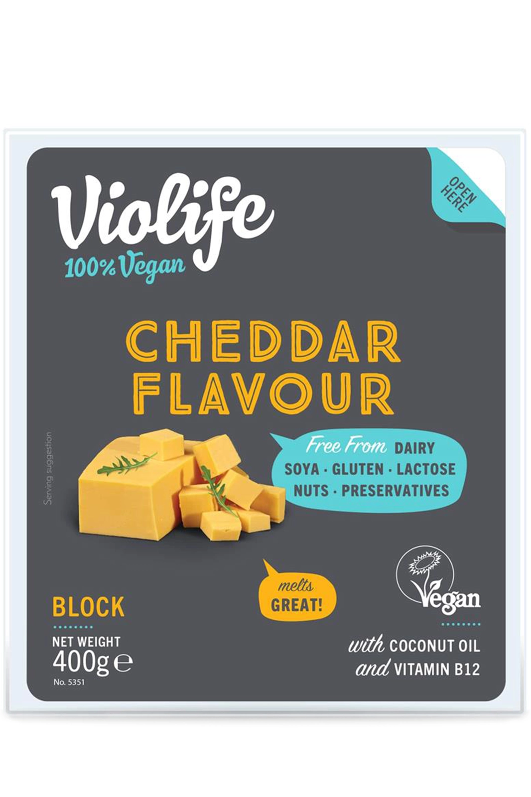 Cheddar Flavour Block 400g (Violife) | Healthy Supplies