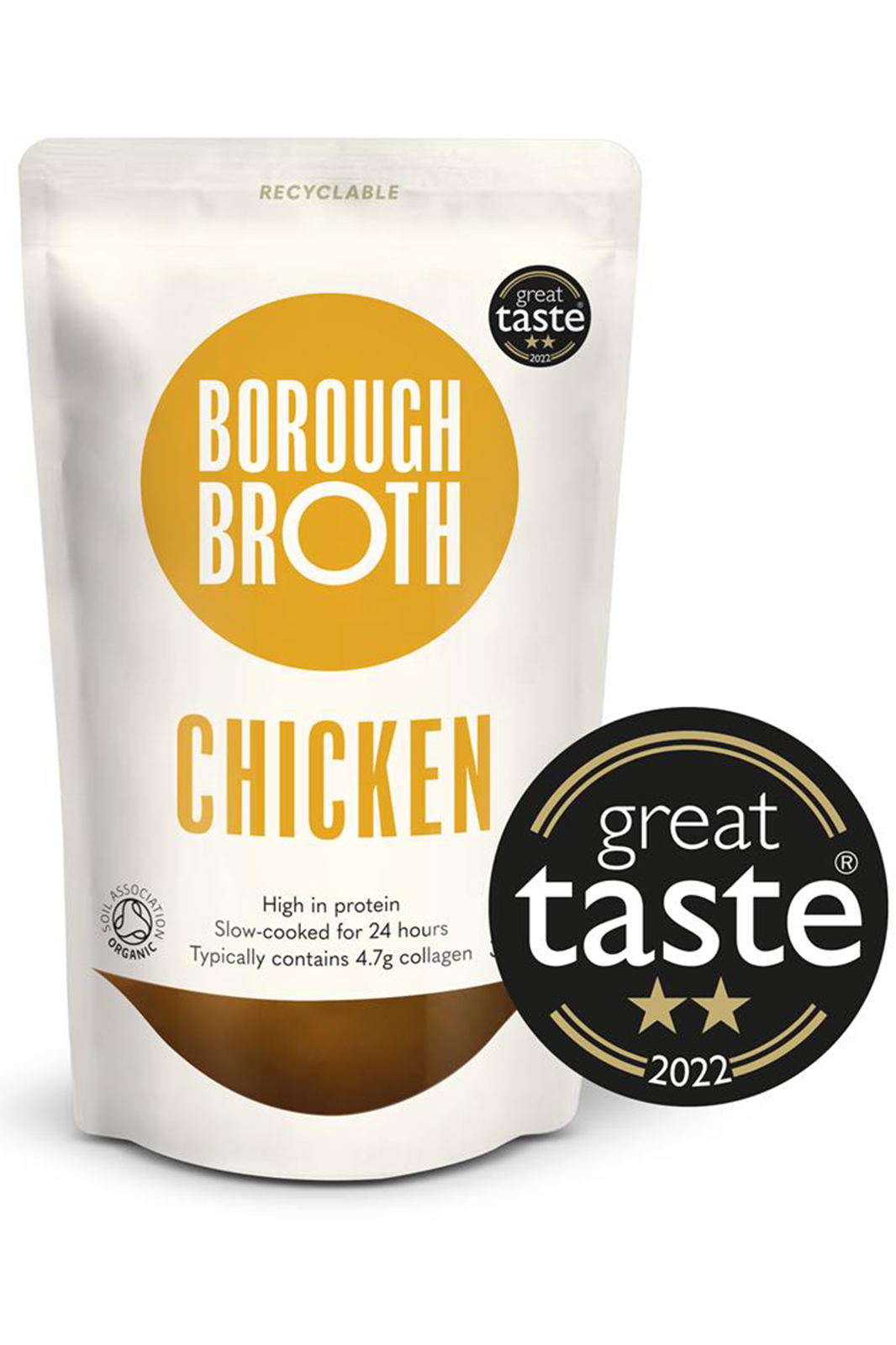 Organic Free-Range Chicken Bone Broth 324g (Borough Broth) | Healthy ...