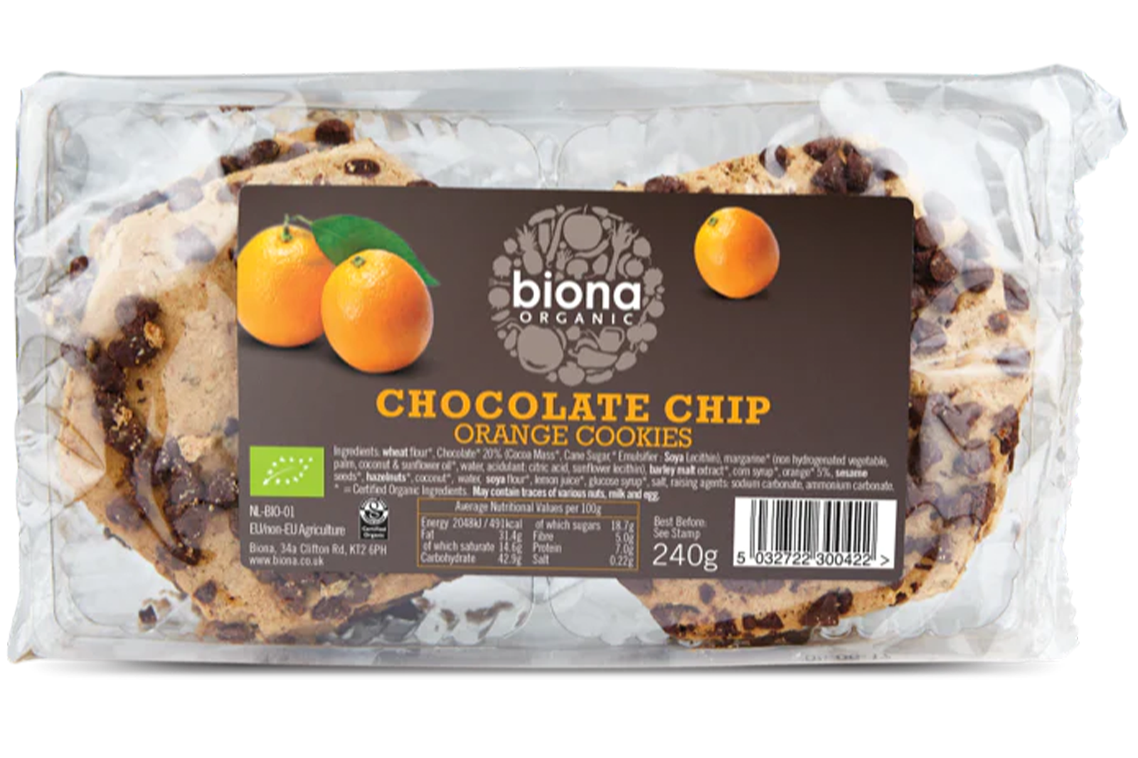 Organic Chocolate Chip Orange Cookies 240g (Biona) | Healthy Supplies