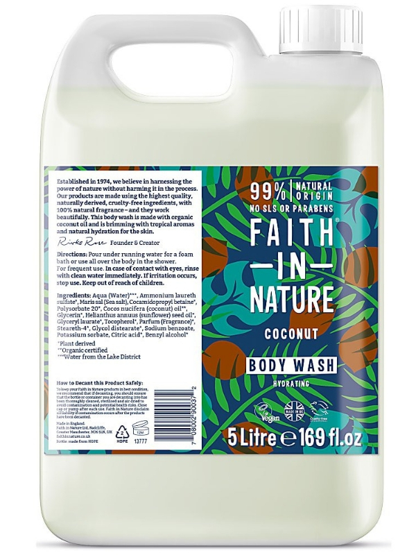 Coconut Body Wash 5L (Faith in Nature) | Healthy Supplies