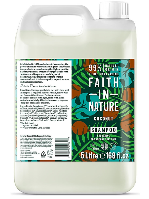 Coconut Shampoo 5L (Faith in Nature) | Healthy Supplies