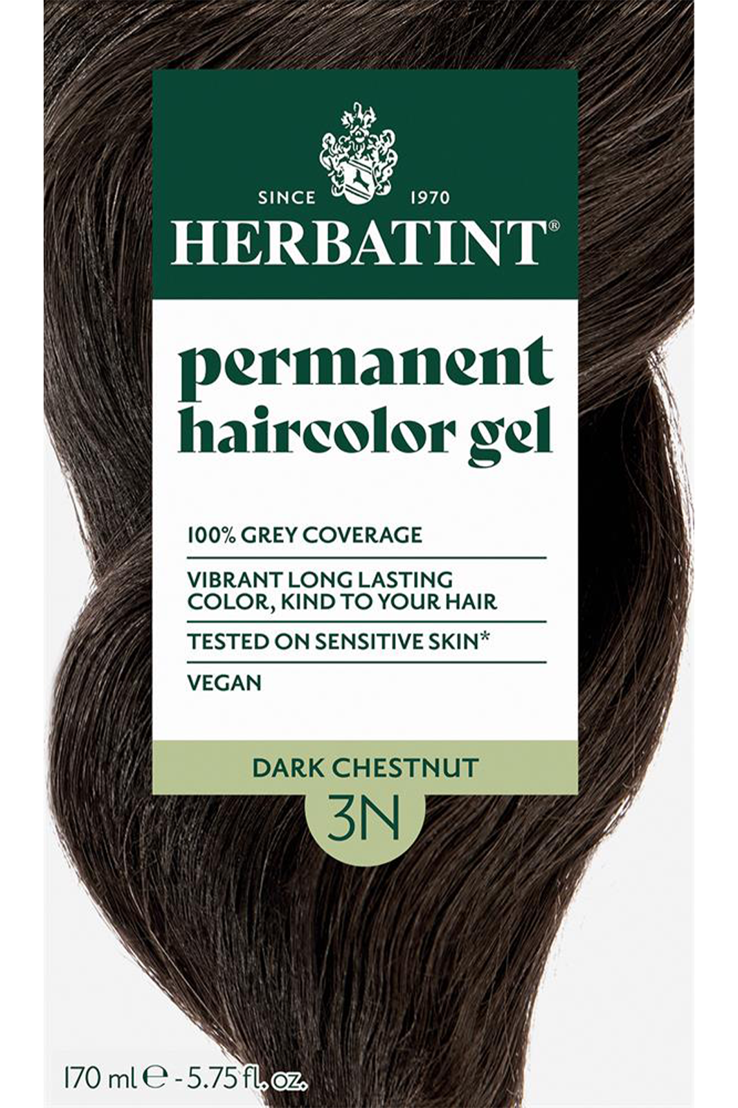 3N Dark Chestnut Permanent Hair Colour 170ml (Herbatint) | Healthy Supplies