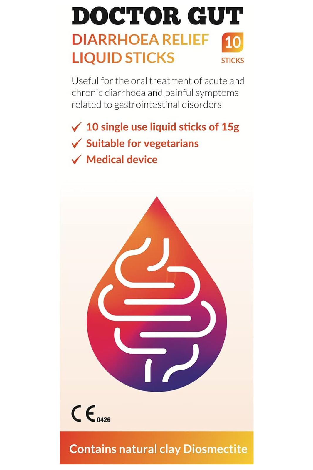 Diarrhoea Relief Liquid Sticks x 10 (Doctor Gut) | Healthy Supplies