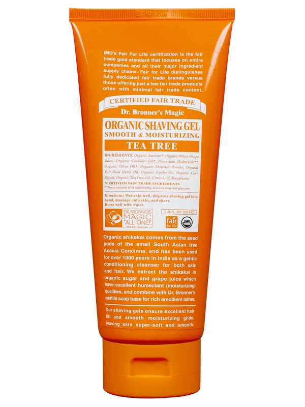 Tea Tree Shaving Gel, Organic 208ml (Dr. Bronner's) | Healthy Supplies