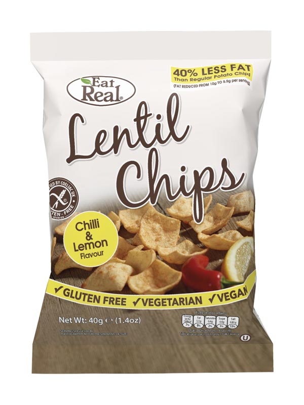 Lentil Chips with Chilli & Lemon 40g (Eat Real) | Healthy Supplies