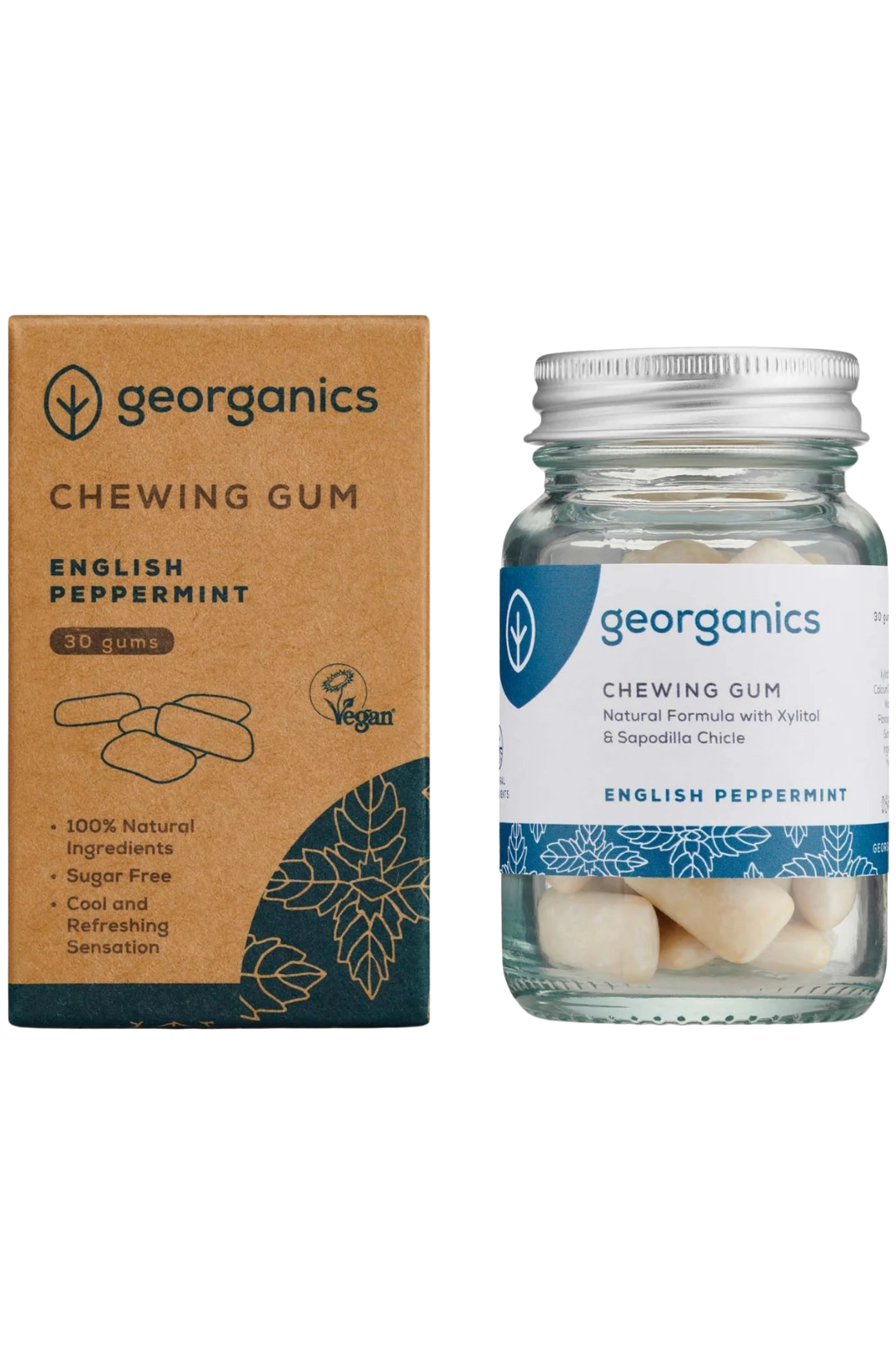 English Peppermint Chewing Gum x 30 (Georganics) | Healthy Supplies