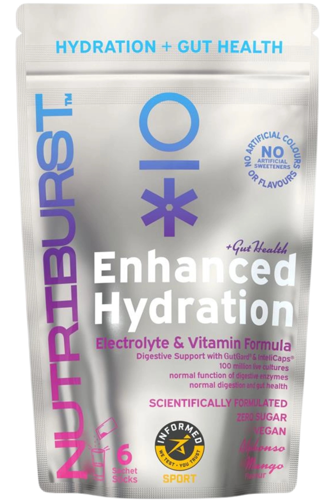 Enhanced Hydration + Gut Health Mango Flavour 6 Sachets (Nutriburst ...