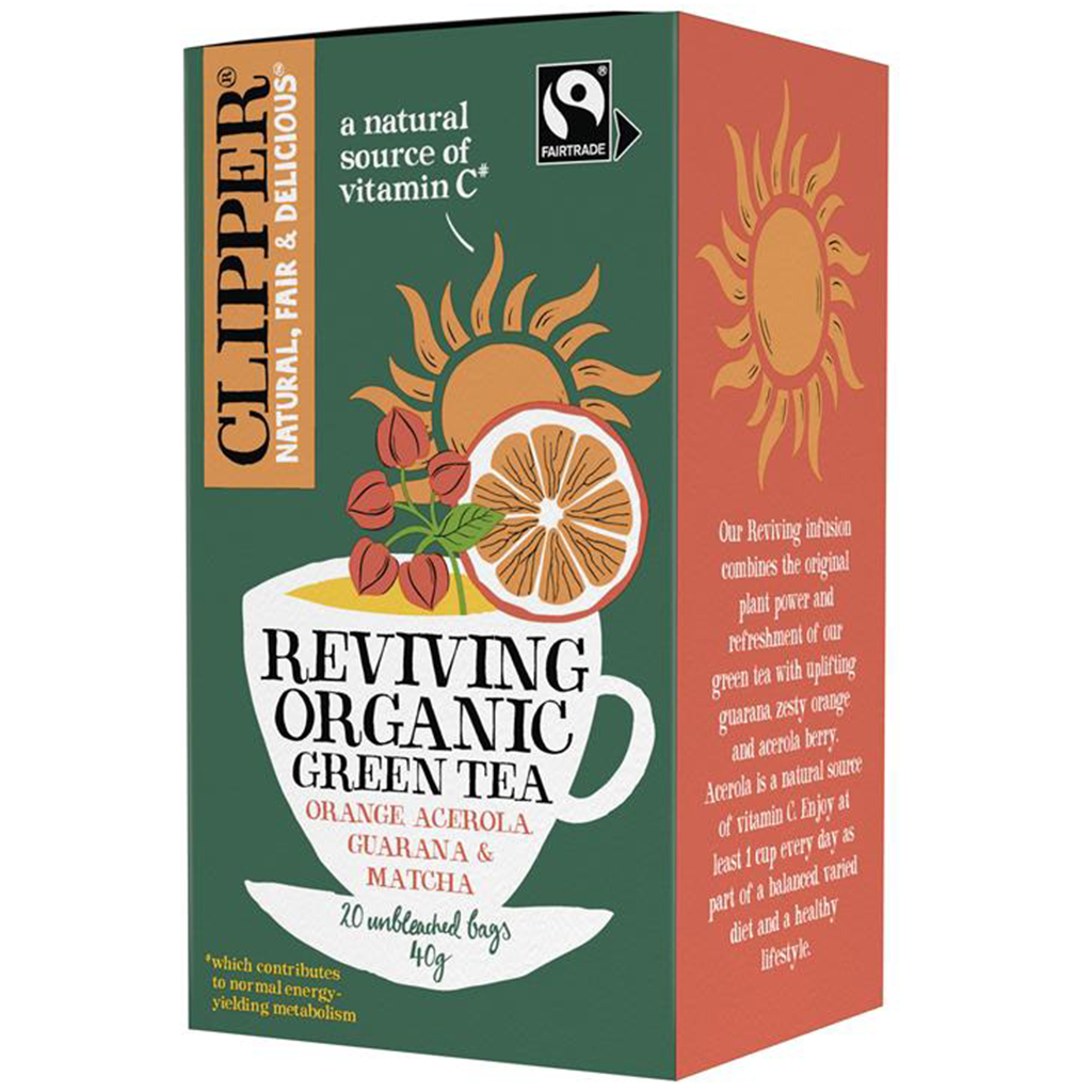 Organic Fairtrade Reviving Green Tea 20 Bags (Clipper) | Healthy Supplies