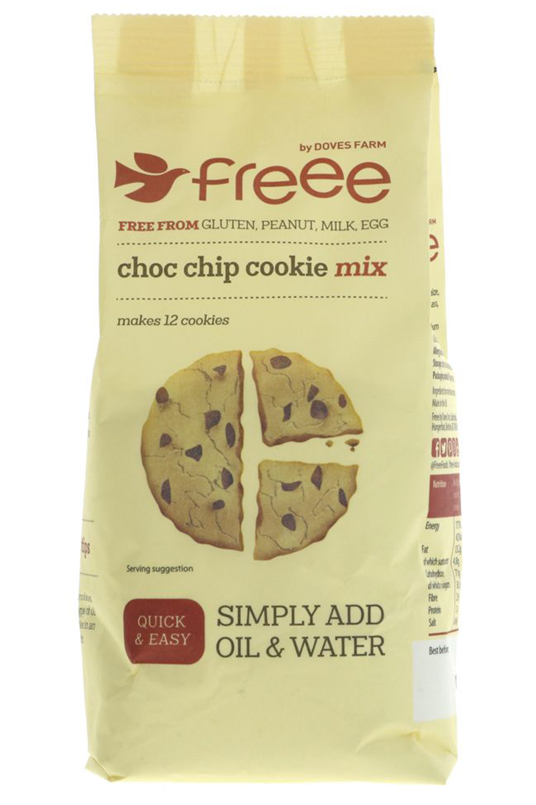 Gluten Free Choc Chip Cookie Mix 350g (Freee by Doves Farm) | Healthy ...