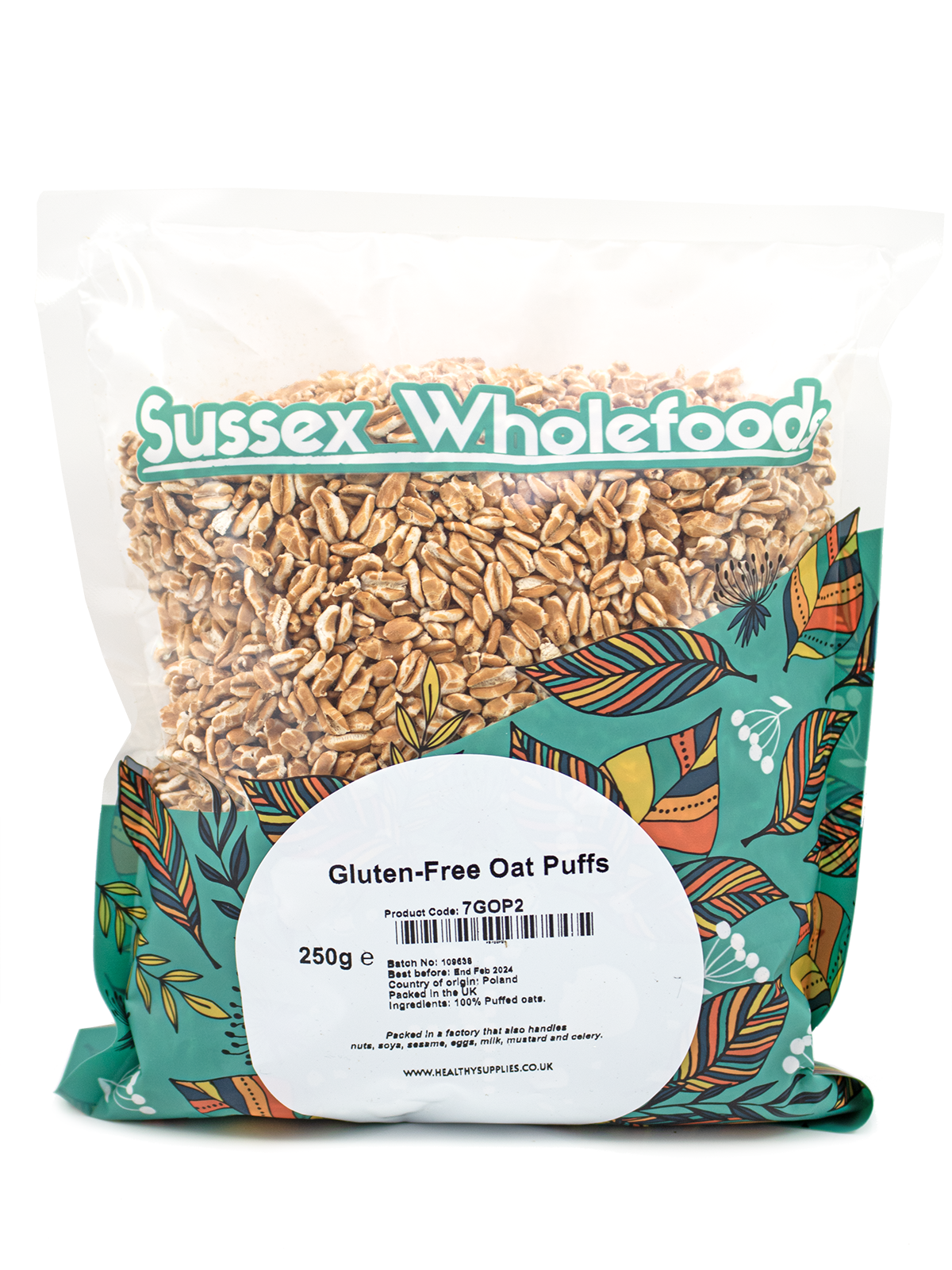 Gluten-Free Oat Puffs 250g (Sussex Wholefoods) | Healthy Supplies