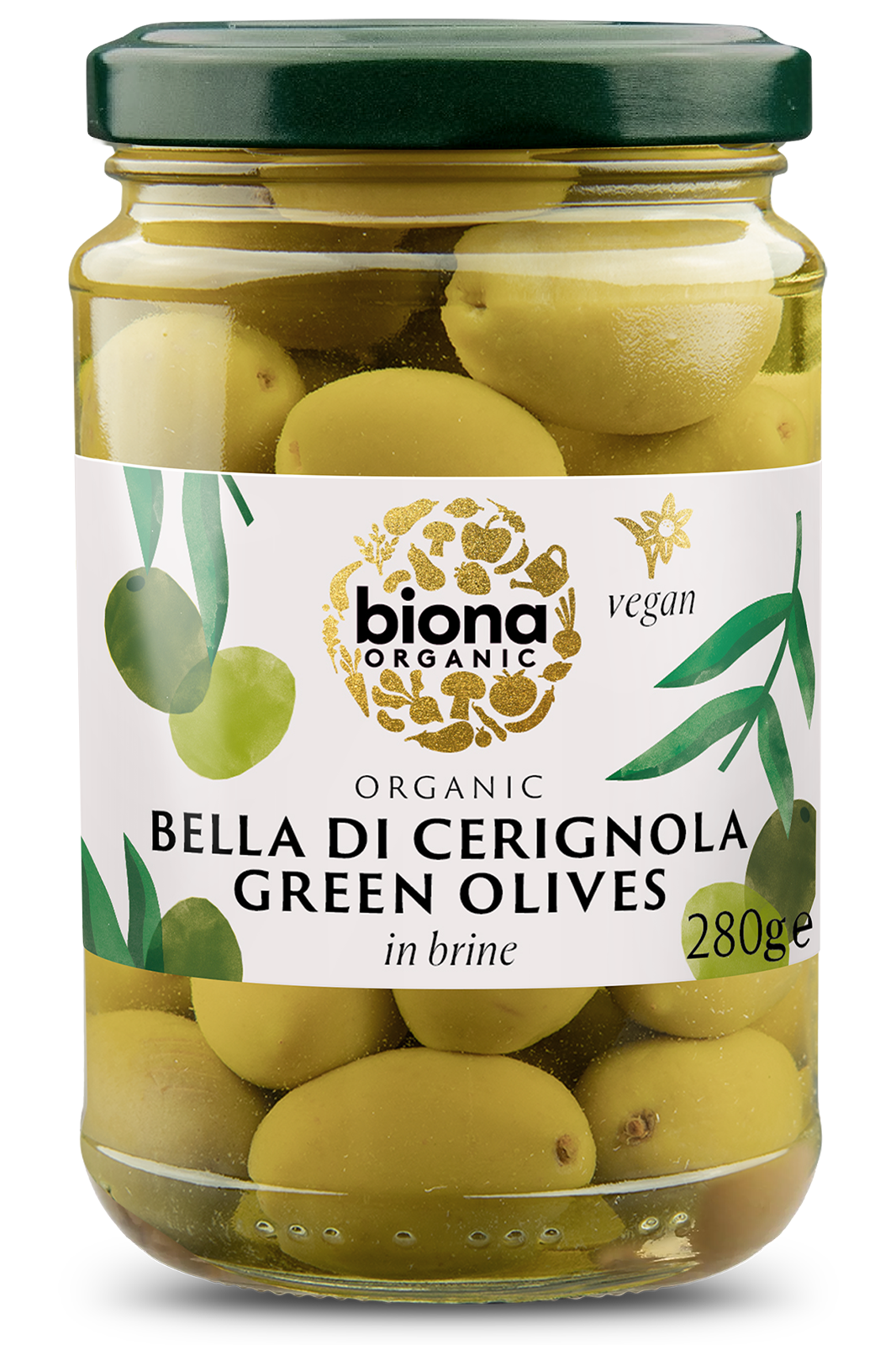 Organic Bella di Cerignola Olives in Brine 280g (Biona) | Healthy Supplies