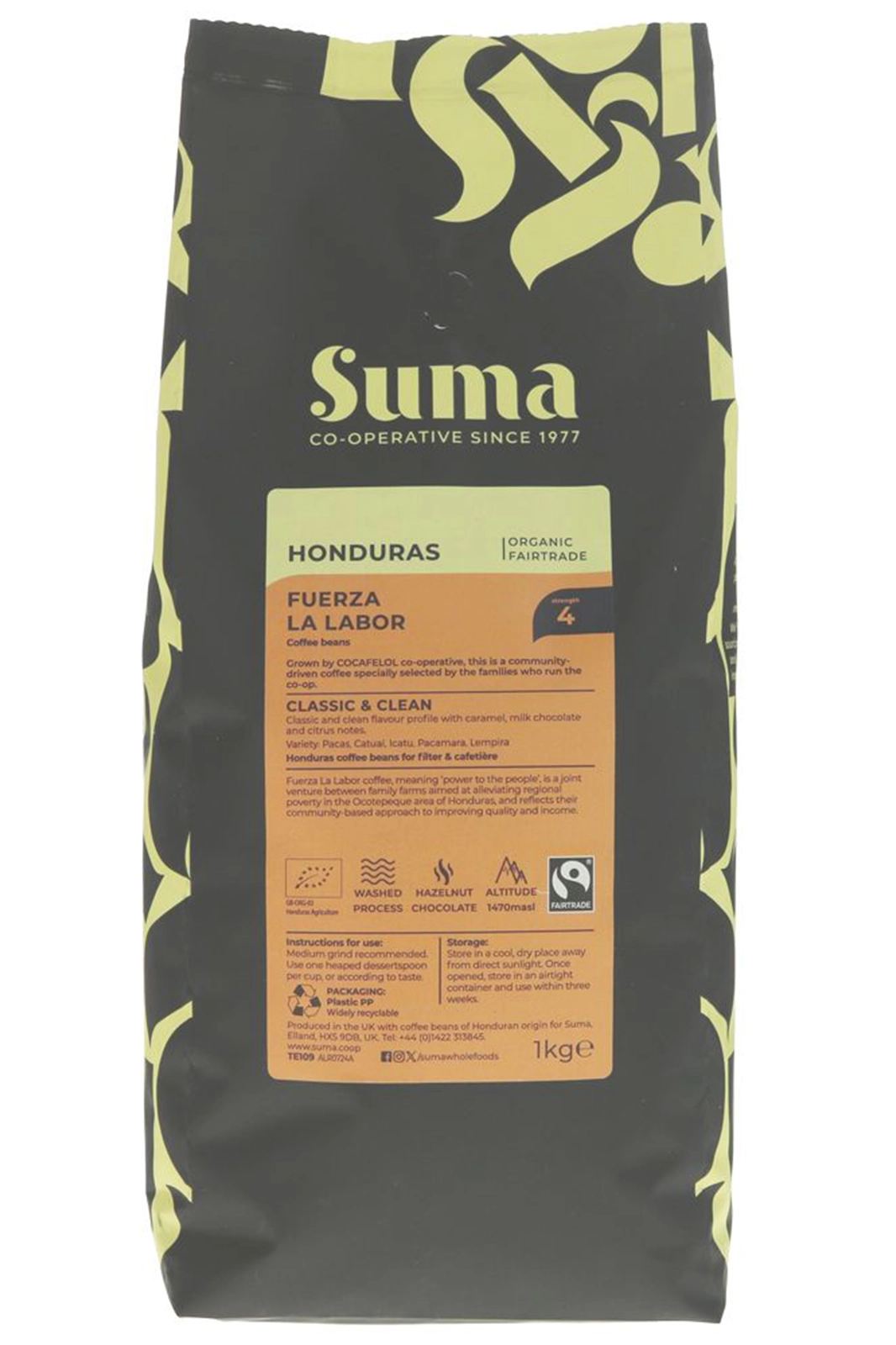 Organic Honduras Coffee Beans 1kg (Suma) | Healthy Supplies