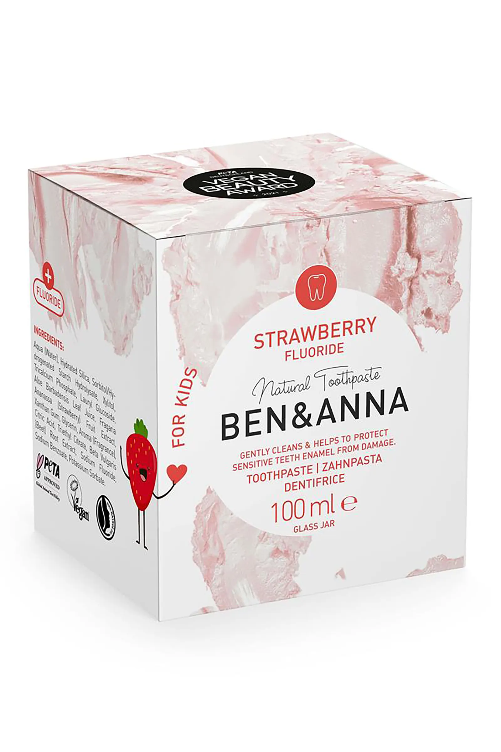 Organic Kids Strawberry Toothpaste with Fluoride 100ml (Ben & Anna ...