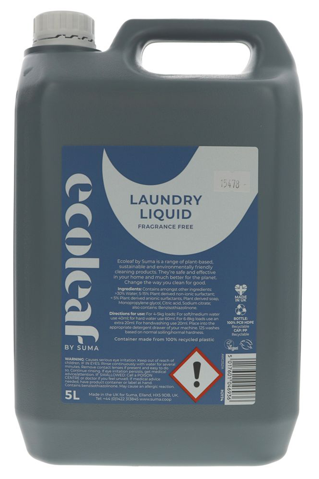 Fragrance Free Laundry Liquid 5L (Ecoleaf) | Healthy Supplies